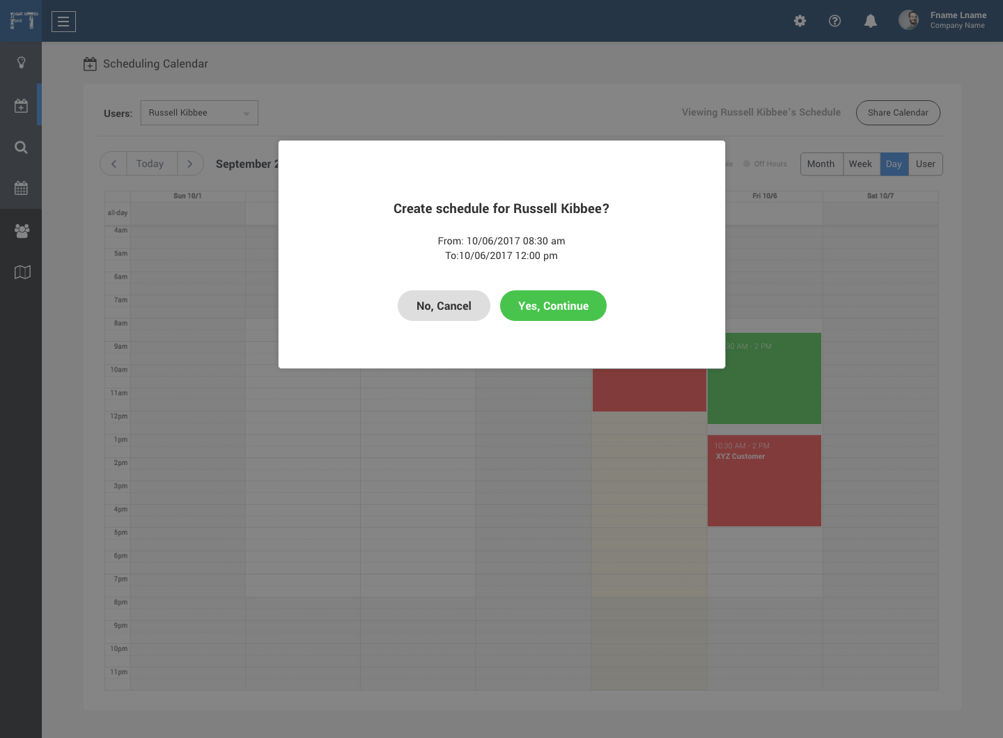Scheduling Calendar – Modal - Mackey